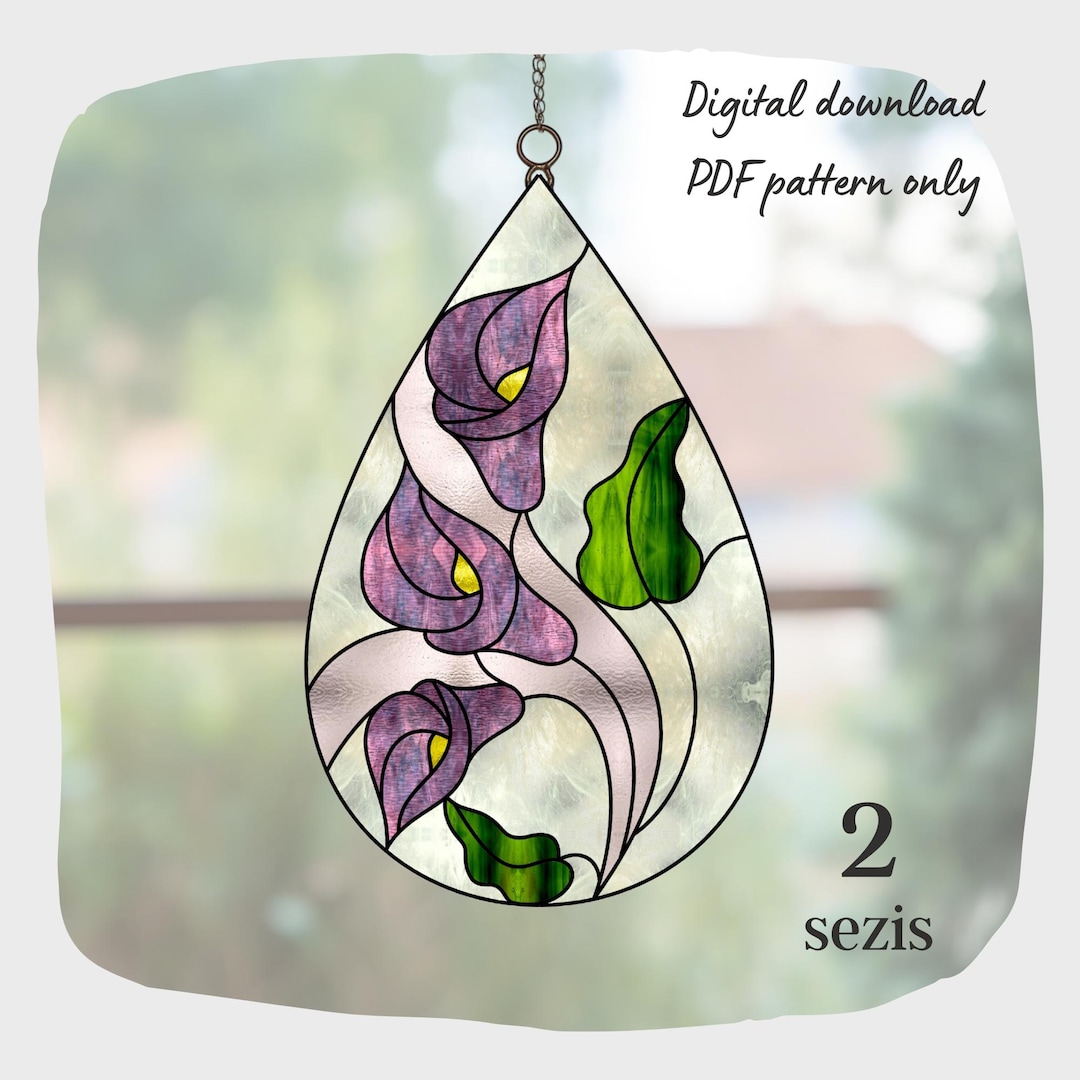 Calla Lily Stained Glass Pattern, Flower Stained Glass Pattern, Digital ...