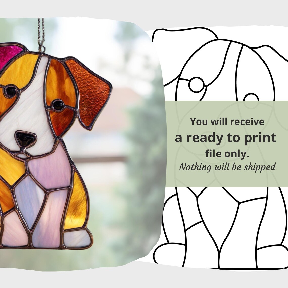 Dog Stained Glass Pattern,commercial License,digital Download PDF ...