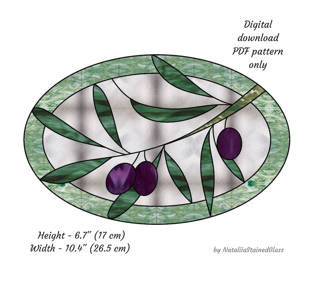 Olive Branch Stained Glass Pattern Plant Suncatcher Digital Download ...