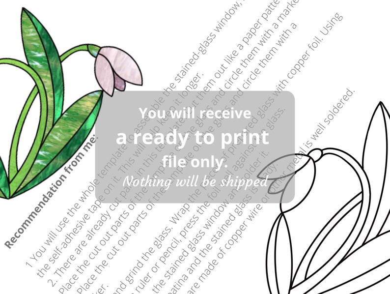 Snowdrops Stained Glass Pattern DIGITAL DOWNLOAD Suncatcher - Etsy