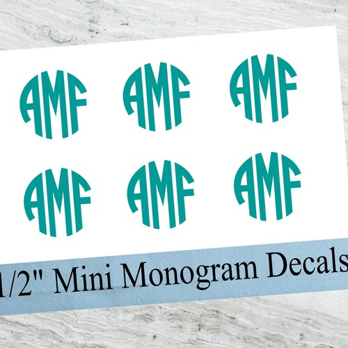 Mini Monogram Decals 1/2 Decals Small Vinyl Stickers - Etsy