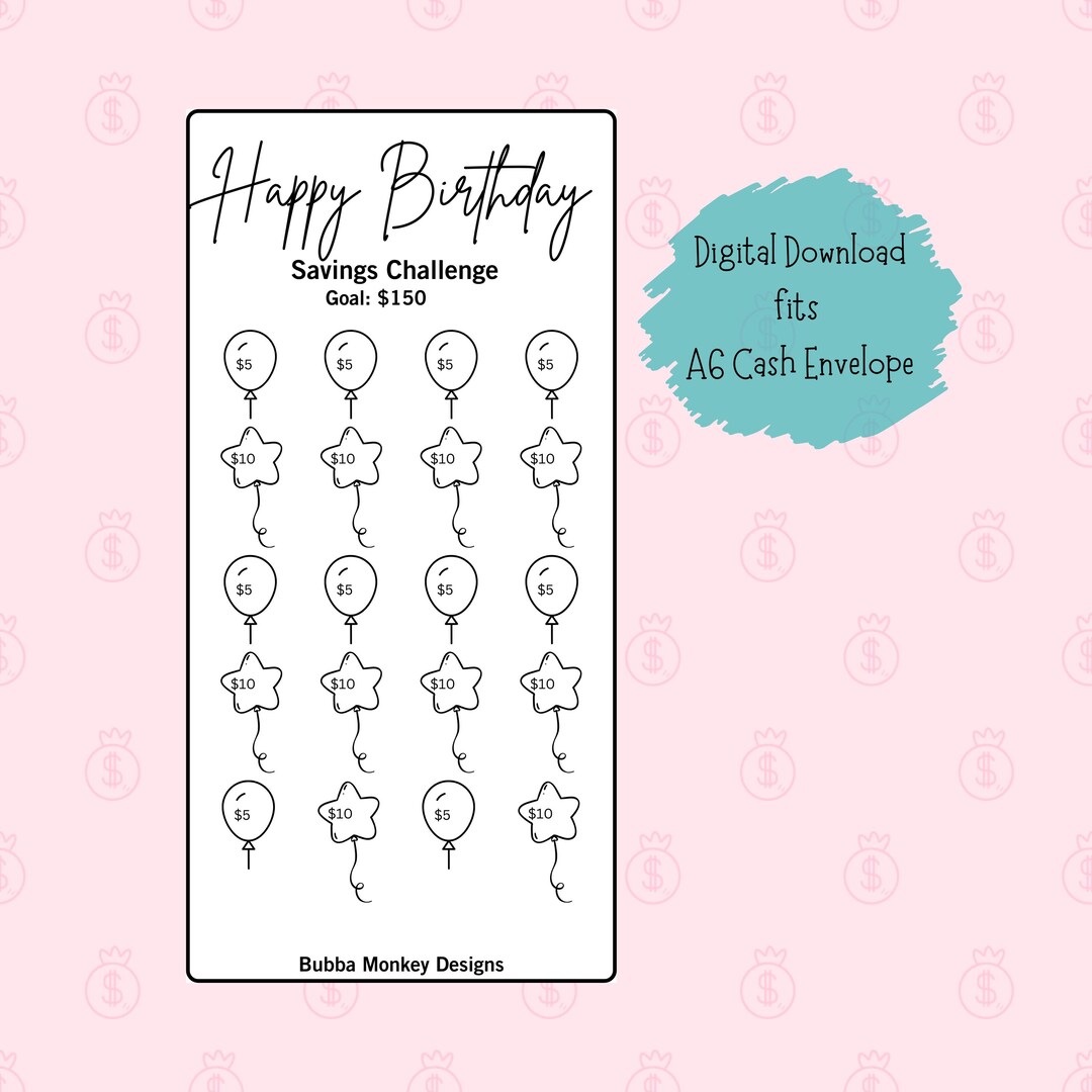 Savings Challenge, Happy Birthday Savings Challenge, Gifting Fund, A6 ...