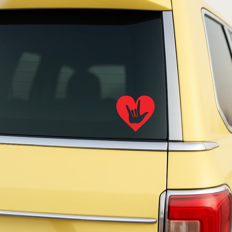 ASL I Love You Heart Decal, Decal for Car Window, Vinyl Bumper Sticker ...