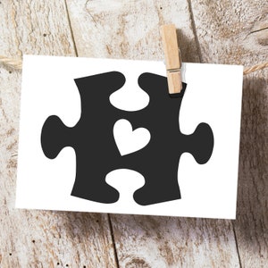 Puzzle Piece Decal, Autism Decal, Puzzle Decal With Heart, Vinyl Decal ...