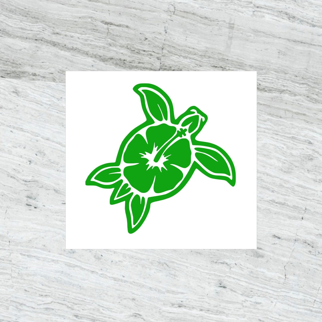 Turtle Decal, Sea Turtle, Hibiscus Flower Decal, Tortoise Decal, Vinyl ...