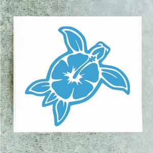Turtle Decal, Sea Turtle, Hibiscus Flower Decal, Tortoise Decal, Vinyl ...