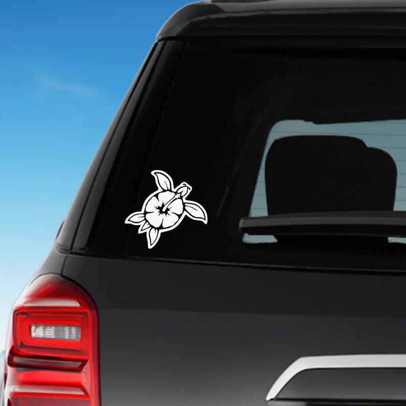 Turtle Decal Sea Turtle Hibiscus Flower Decal Tortoise | Etsy