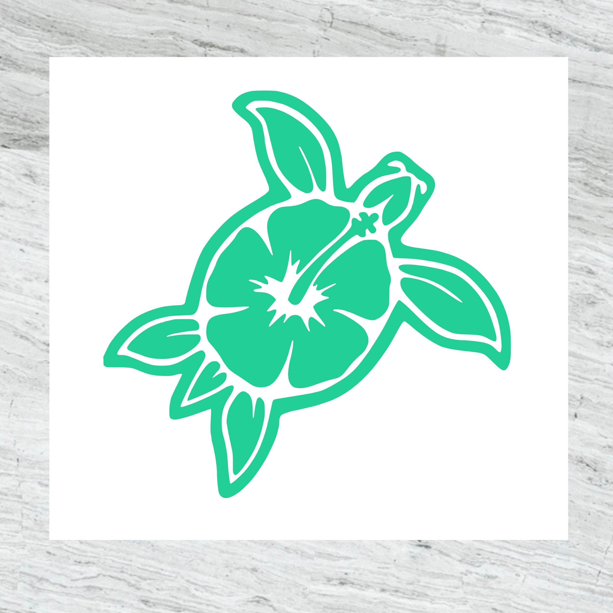 Turtle Decal Sea Turtle Hibiscus Flower Decal Tortoise - Etsy France
