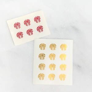 Mini Monogram Decals, 1/2" Decals, Small Vinyl Stickers, Monogram ...