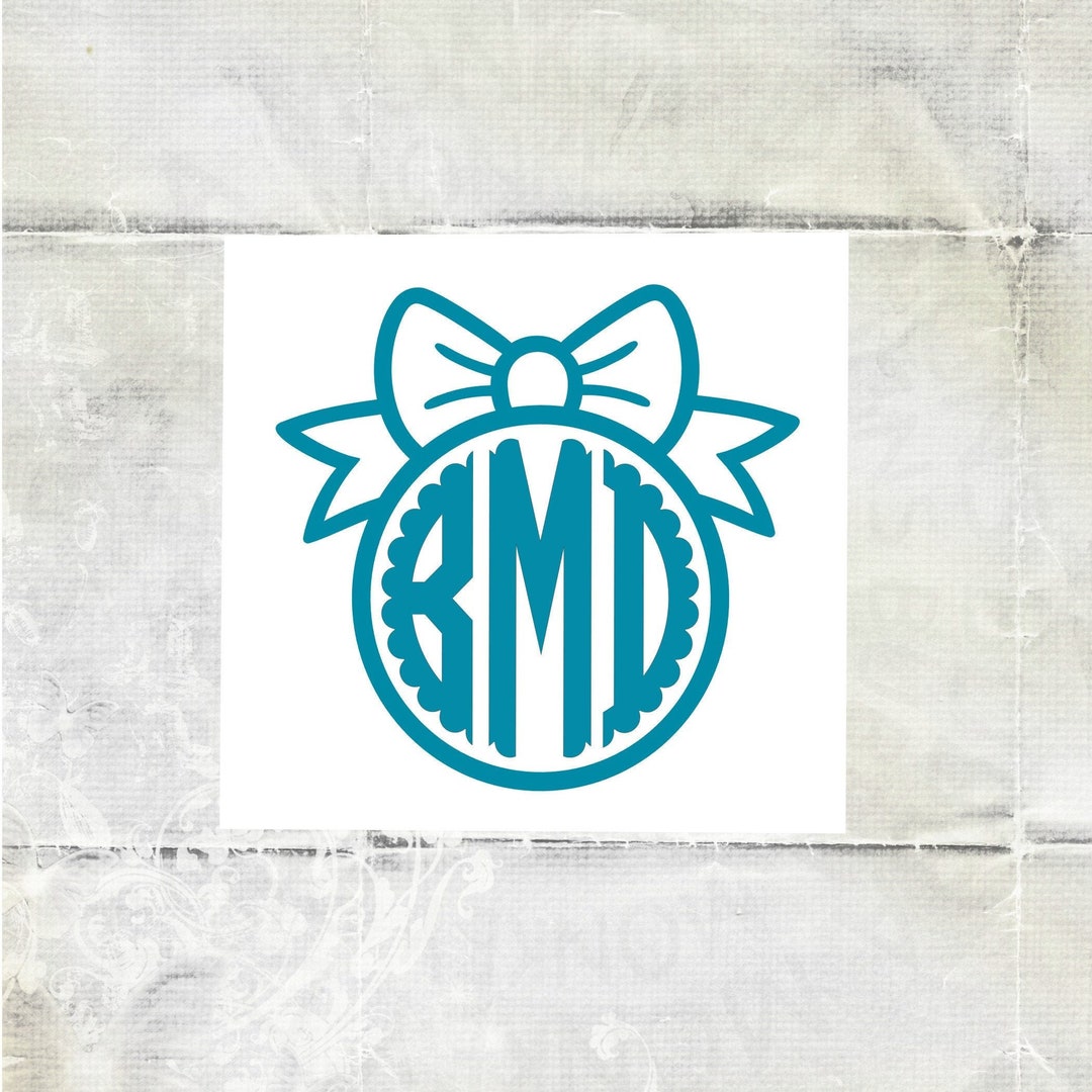 Monogram Bow Decal, Custom Vinyl Initials, Laptop, Water Bottle ...