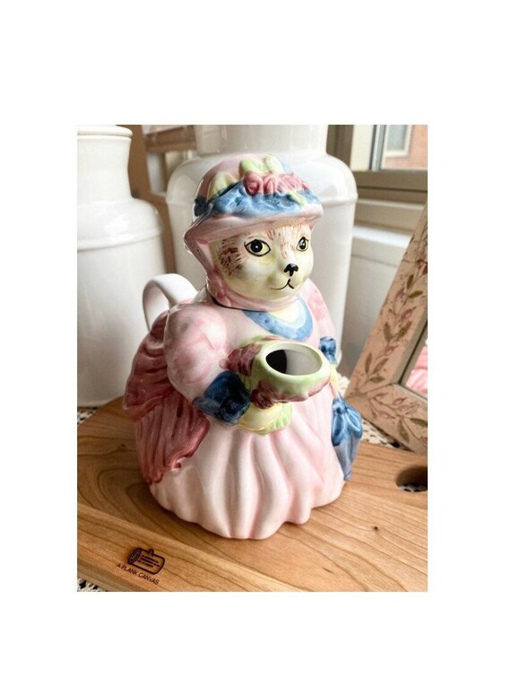 Vintage Ceramic Cat Tea Pot - Etsy
