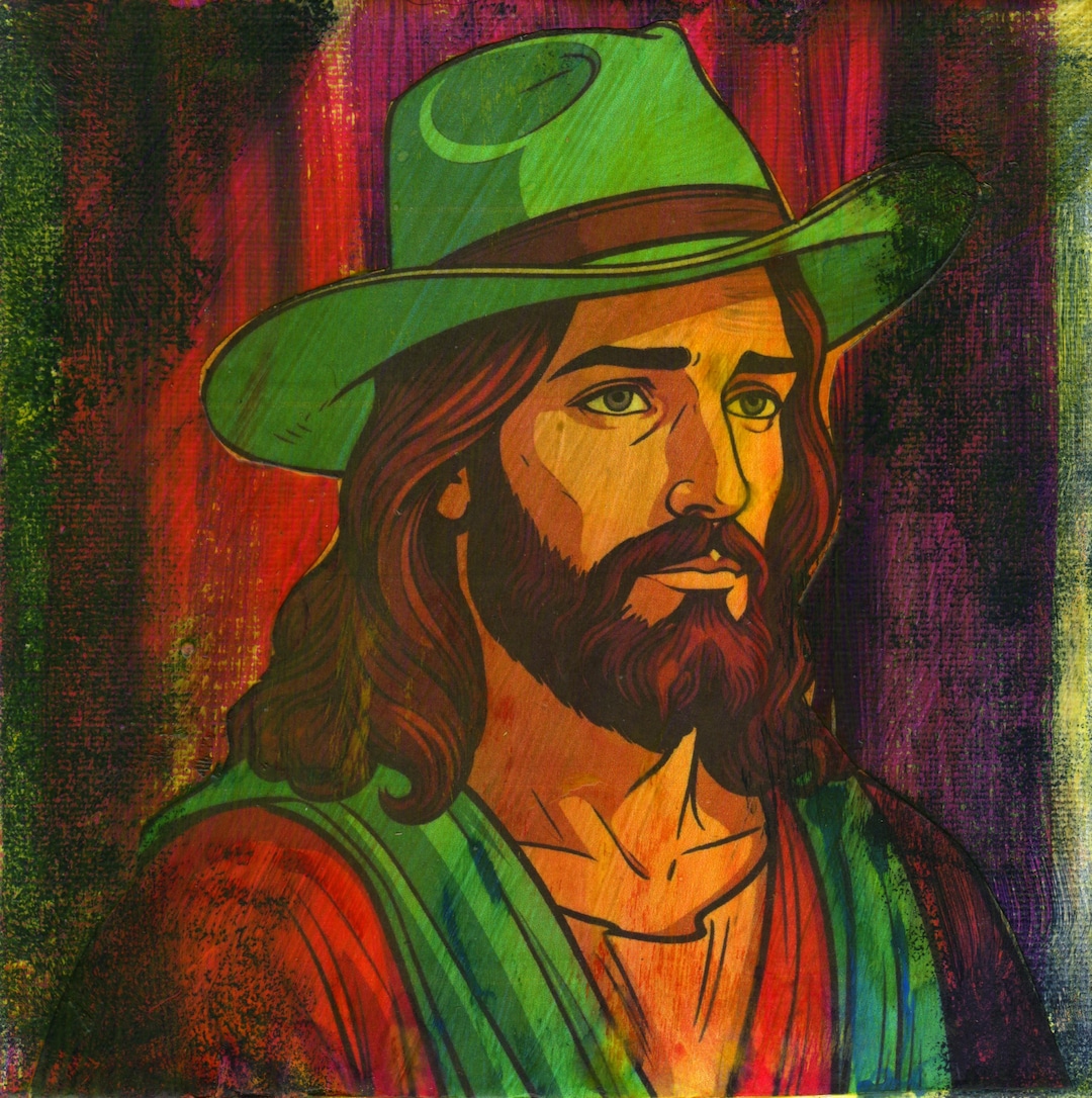 Cowboy Jesus (framed) - Etsy