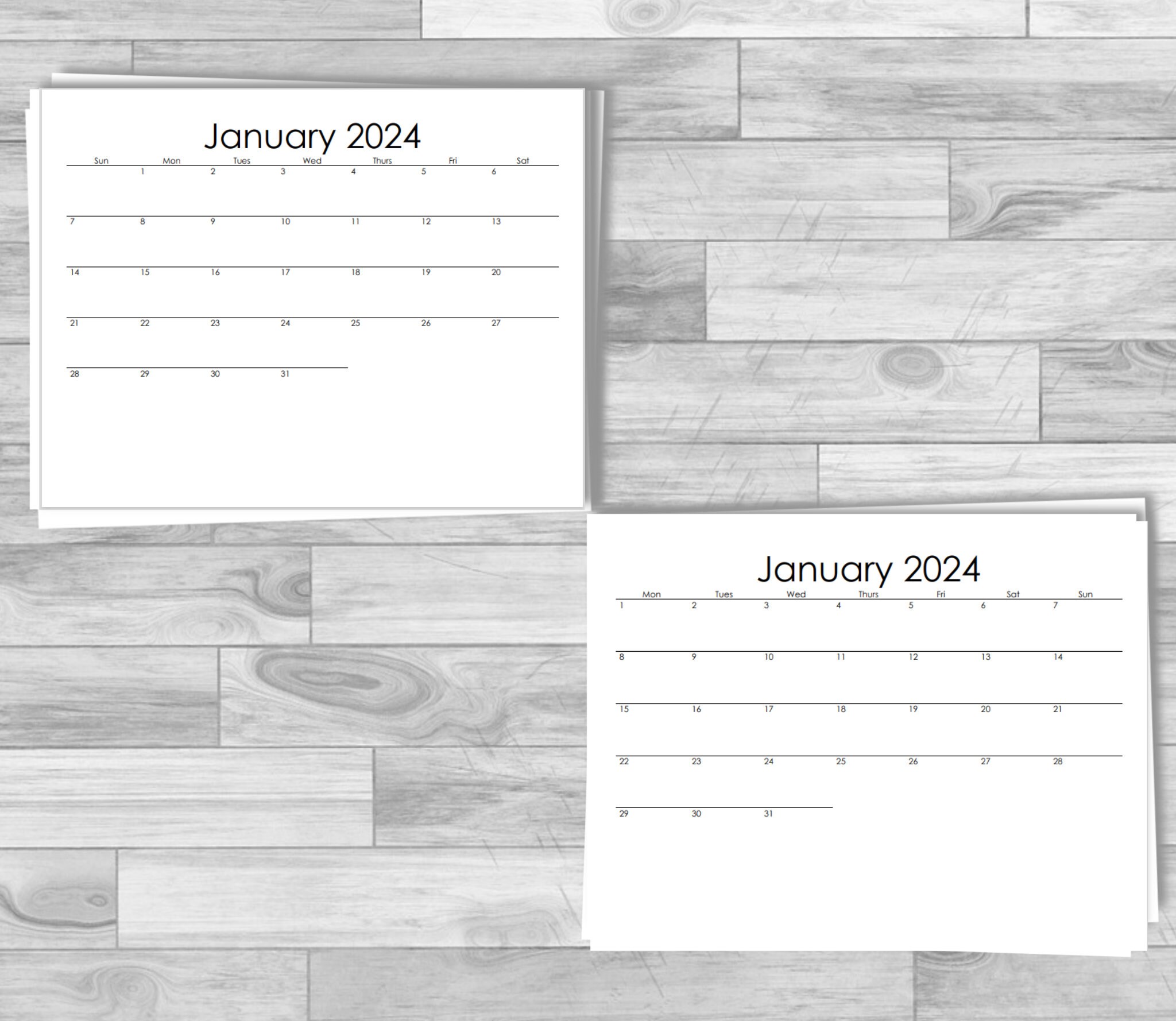 2024 Minimalist Printable Calendars Landscape Letter - Etsy Australia