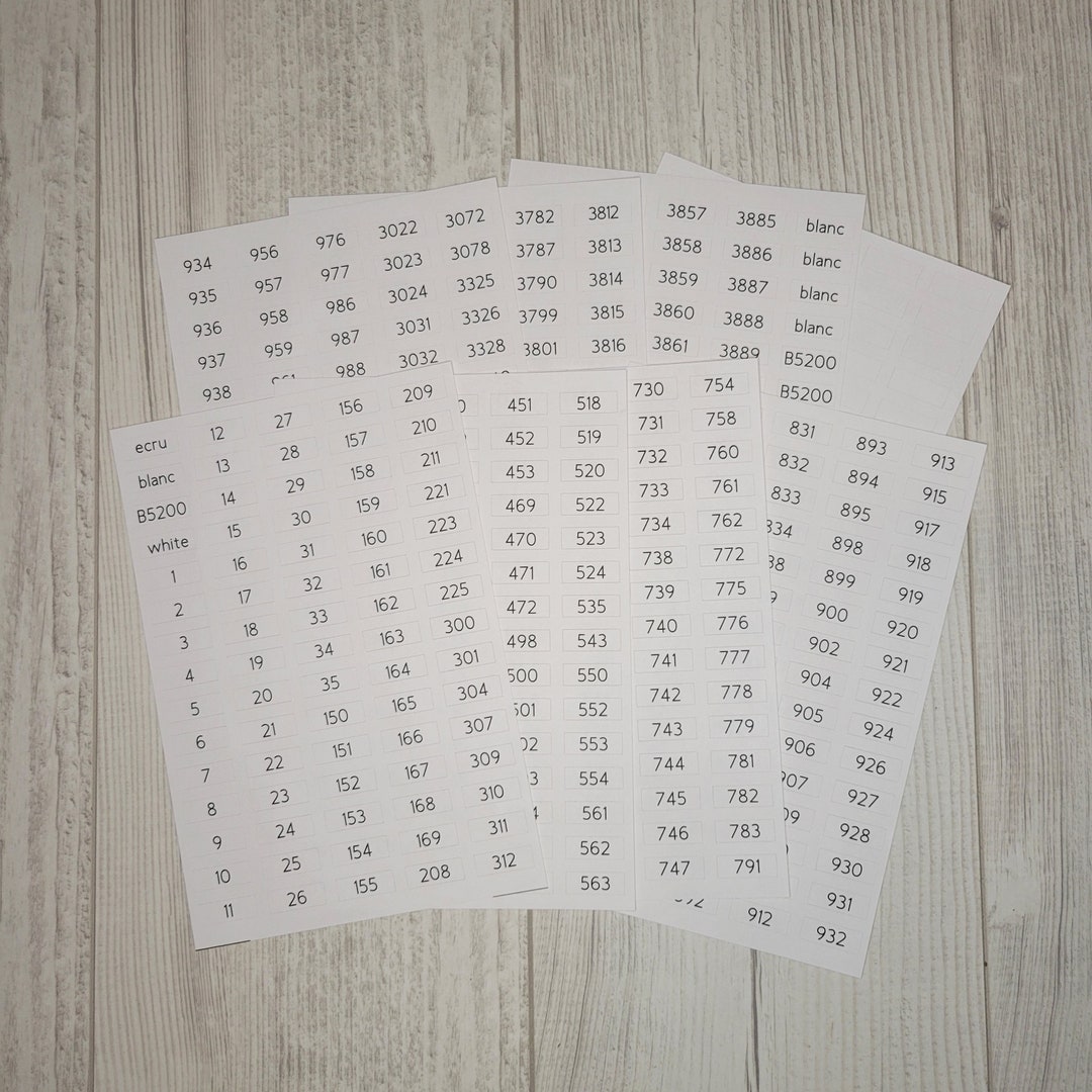 500 Numbered Small White Matte Labels for Small Floss Drops - Etsy