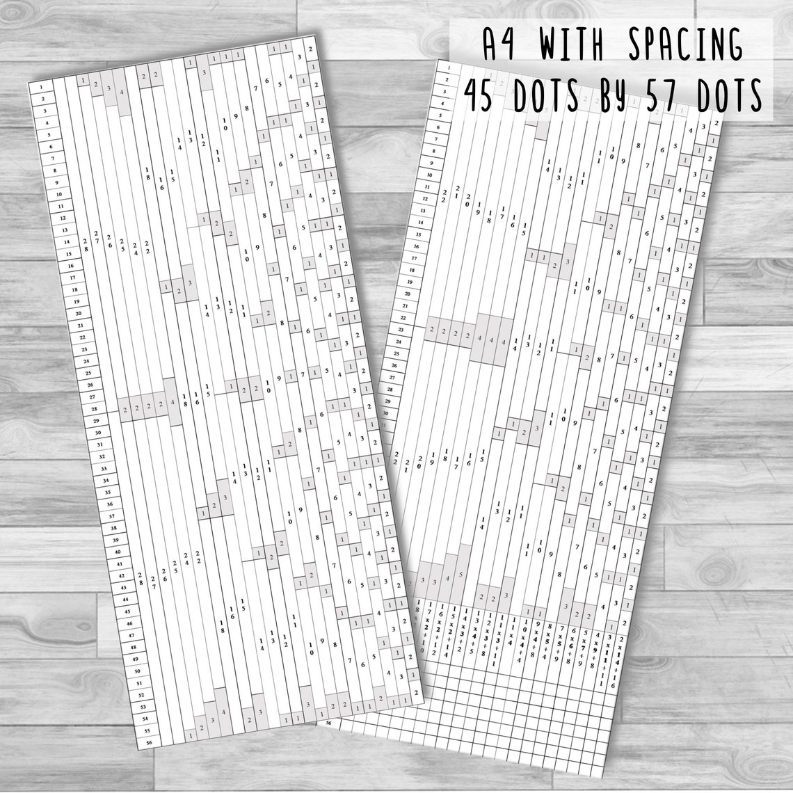A4 & A6 Journal Grid Guide With Spacing Print Your Own 45 Dots Across ...