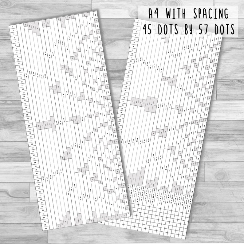A4 & A6 Journal Grid Guide With Spacing Print Your Own 45 Dots Across ...