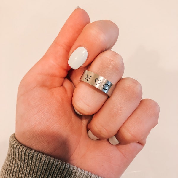 Couples Initial Ring - Etsy