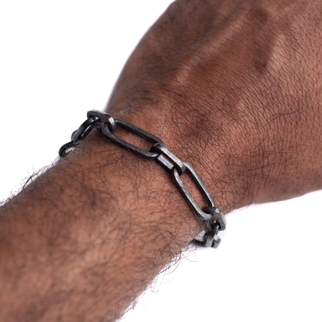 Punk Bracelet, Black Chain Bracelet, Gothic Jewelry Men, Sterling ...
