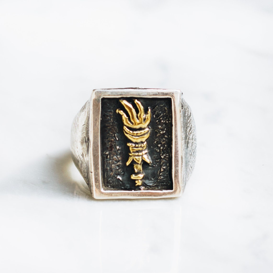 Enlightenment Torch Ring Sterling Silver and Brass Vintage | Etsy