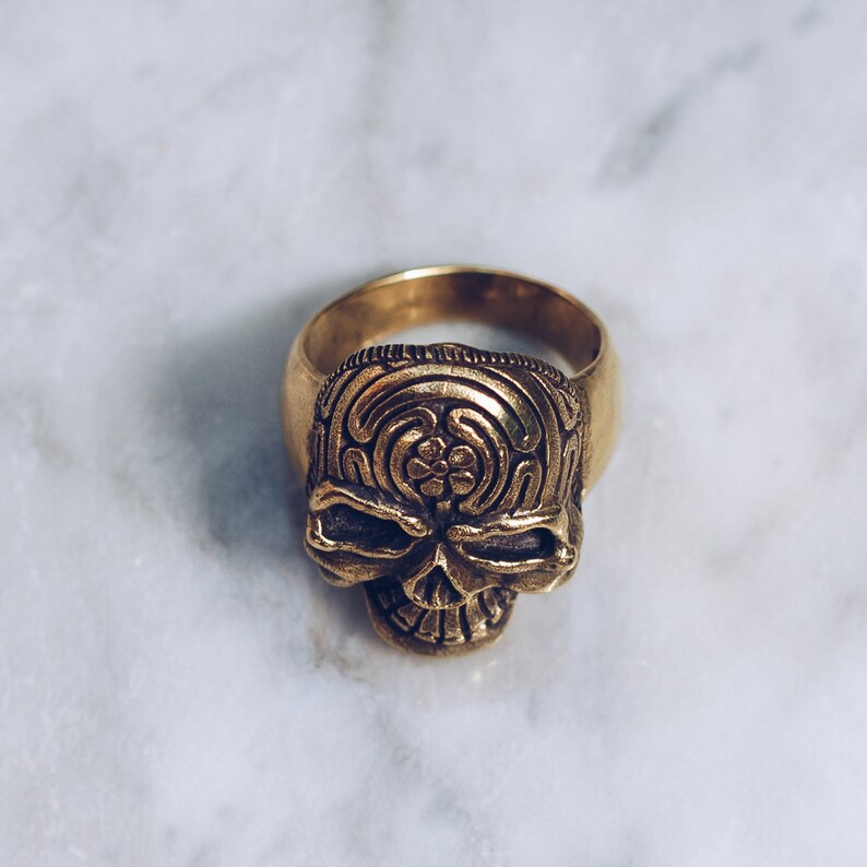 Cool Rings for Men Gold Brass Skull Ring Gold Skull Ring - Etsy