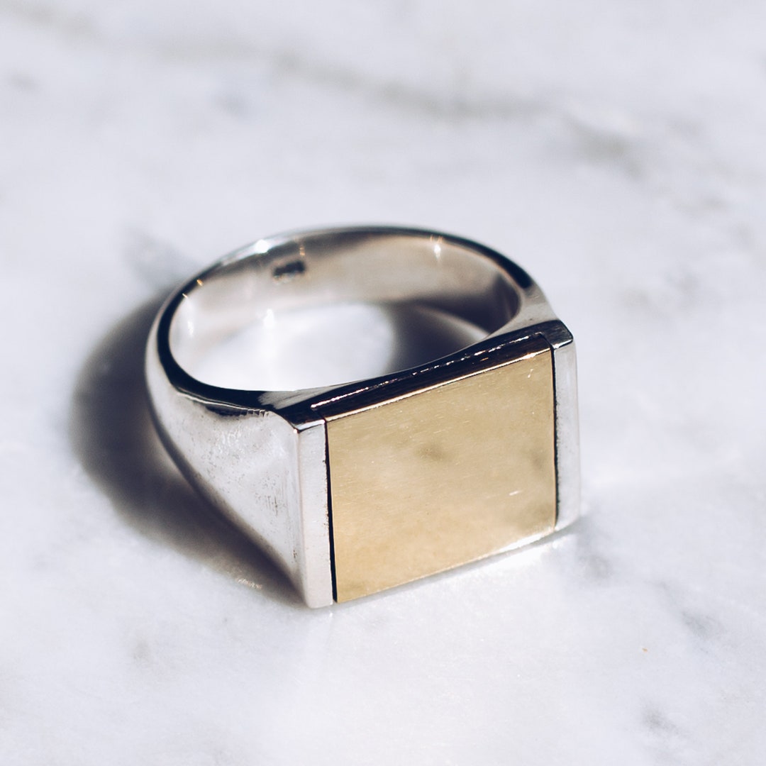 Flat Top Ring for Men and Women | Mixed Metal Gold Brass Sterling ...