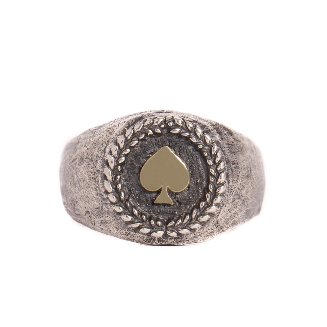 Mixed Metal Rings - Ace of Spades Rings for Women, Men - Round Insignia ...