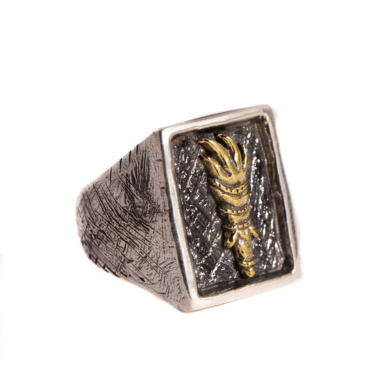 Enlightenment Torch Ring Sterling Silver and Brass Vintage - Etsy