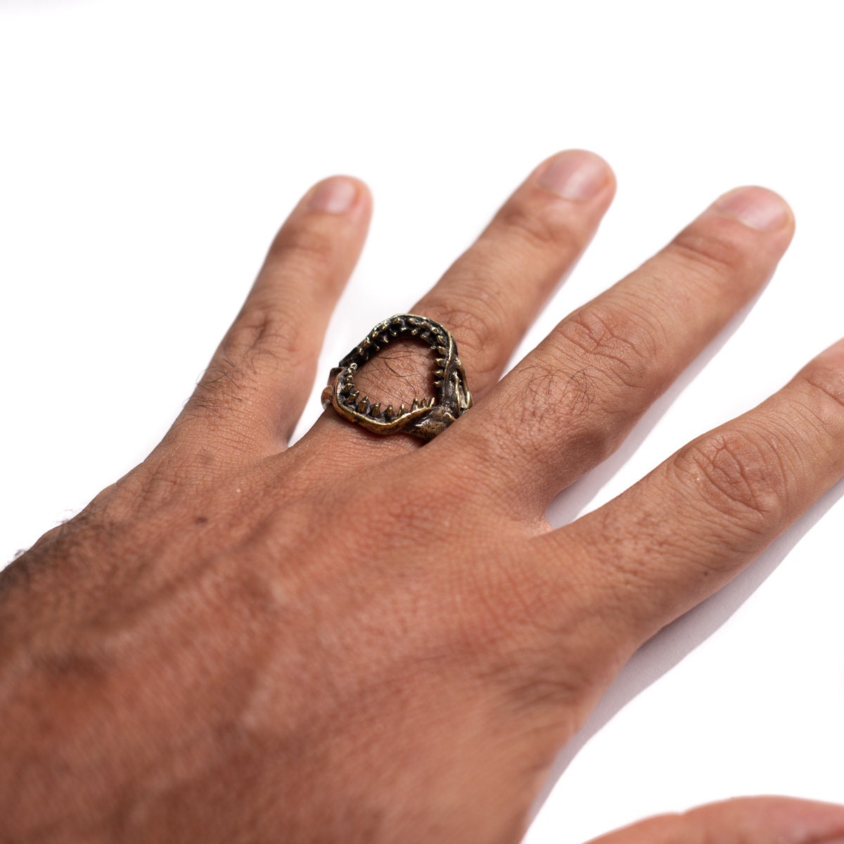 Shark Bite Ring Brass Vintage Shark Jaw Style Rings Hand | Etsy