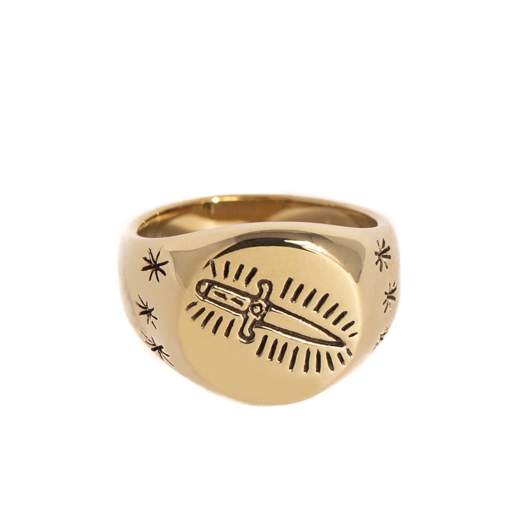Gold Brass Dagger Ring for Men and Women Unique Rings, Gothic Punk Rock ...