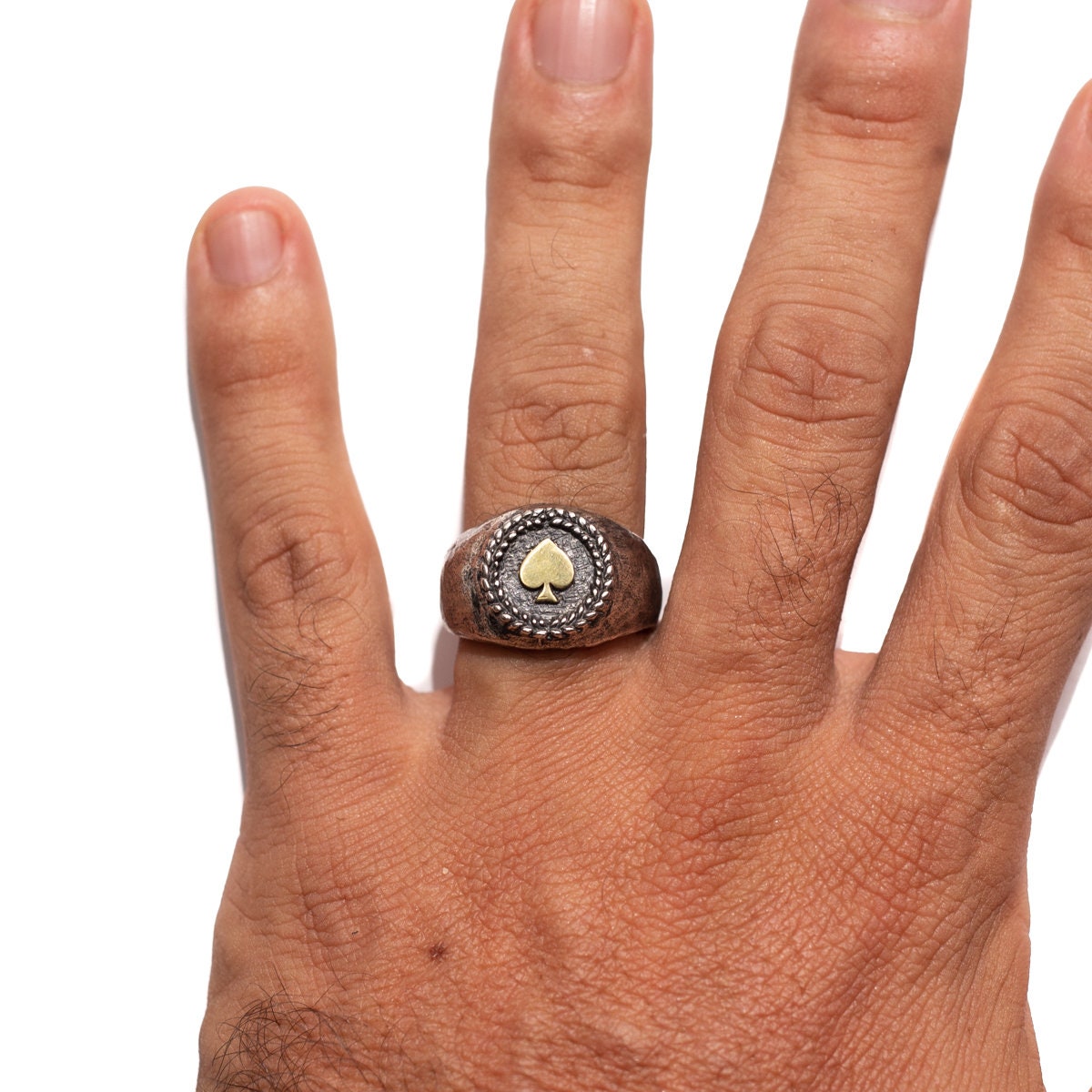 Mixed Metal Rings Ace of Spades Rings for Women Men Round | Etsy