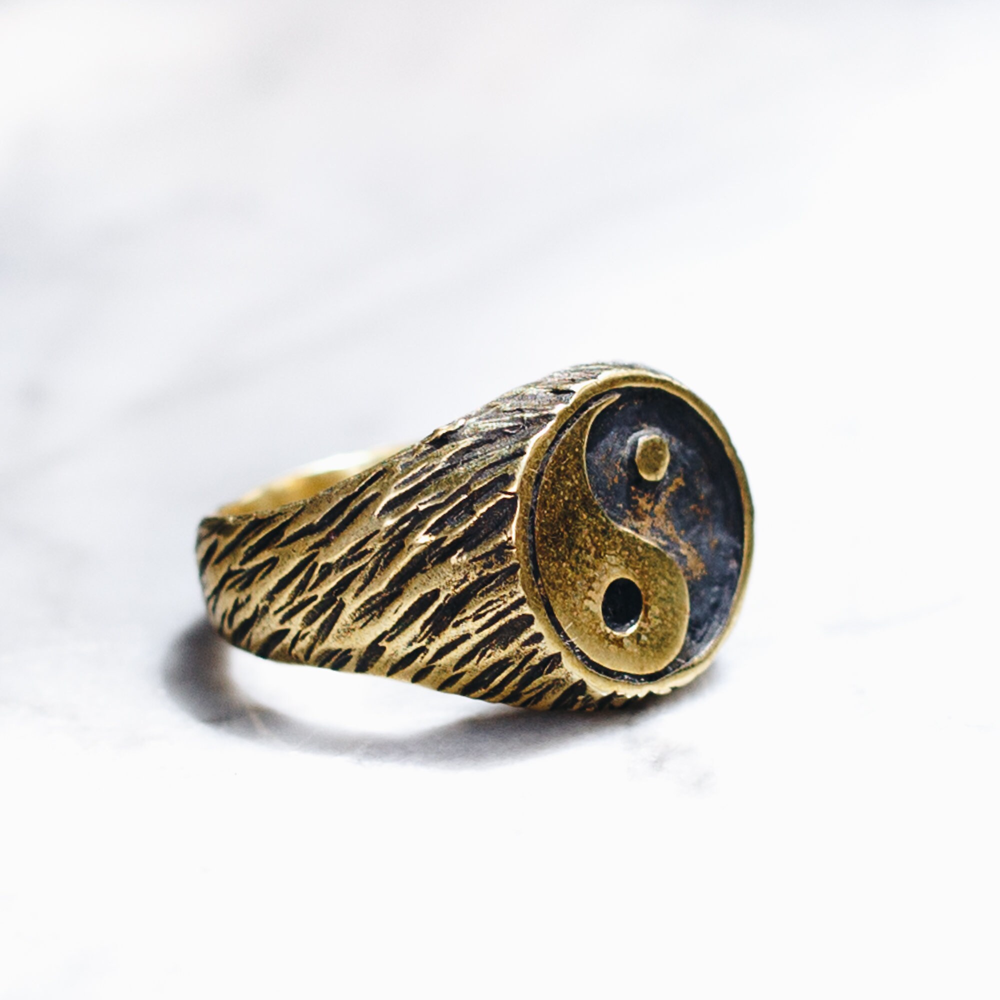 Yin and Yang Ring in Gold Brass Martial Arts Jewelry for | Etsy