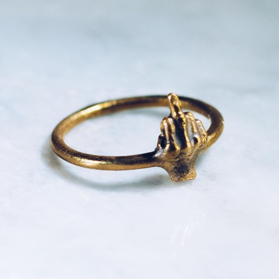 Flipping off Ring Middle Finger Brass Rings Cool Rings - Etsy
