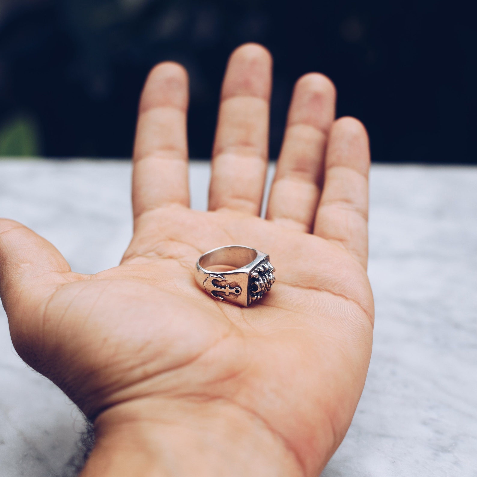Island Ring for Men Wave Ring Palm Tree Ring Anchor Ring - Etsy