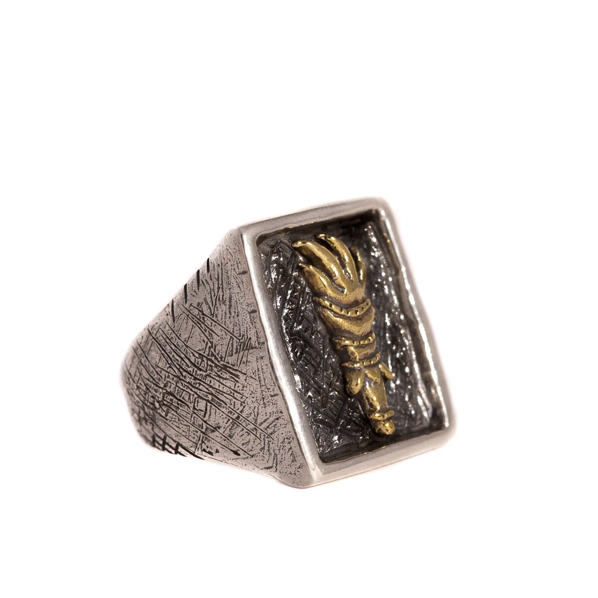 Enlightenment Torch Ring Sterling Silver and Brass Vintage - Etsy