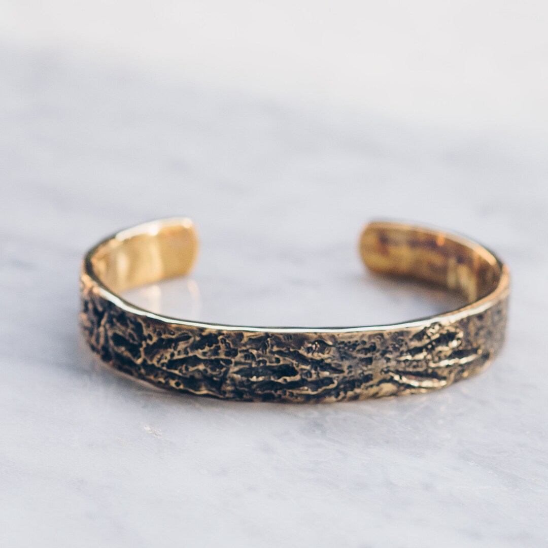Textured Brass Bracelet for Men and Women | Gold Cuff Bracelet ...
