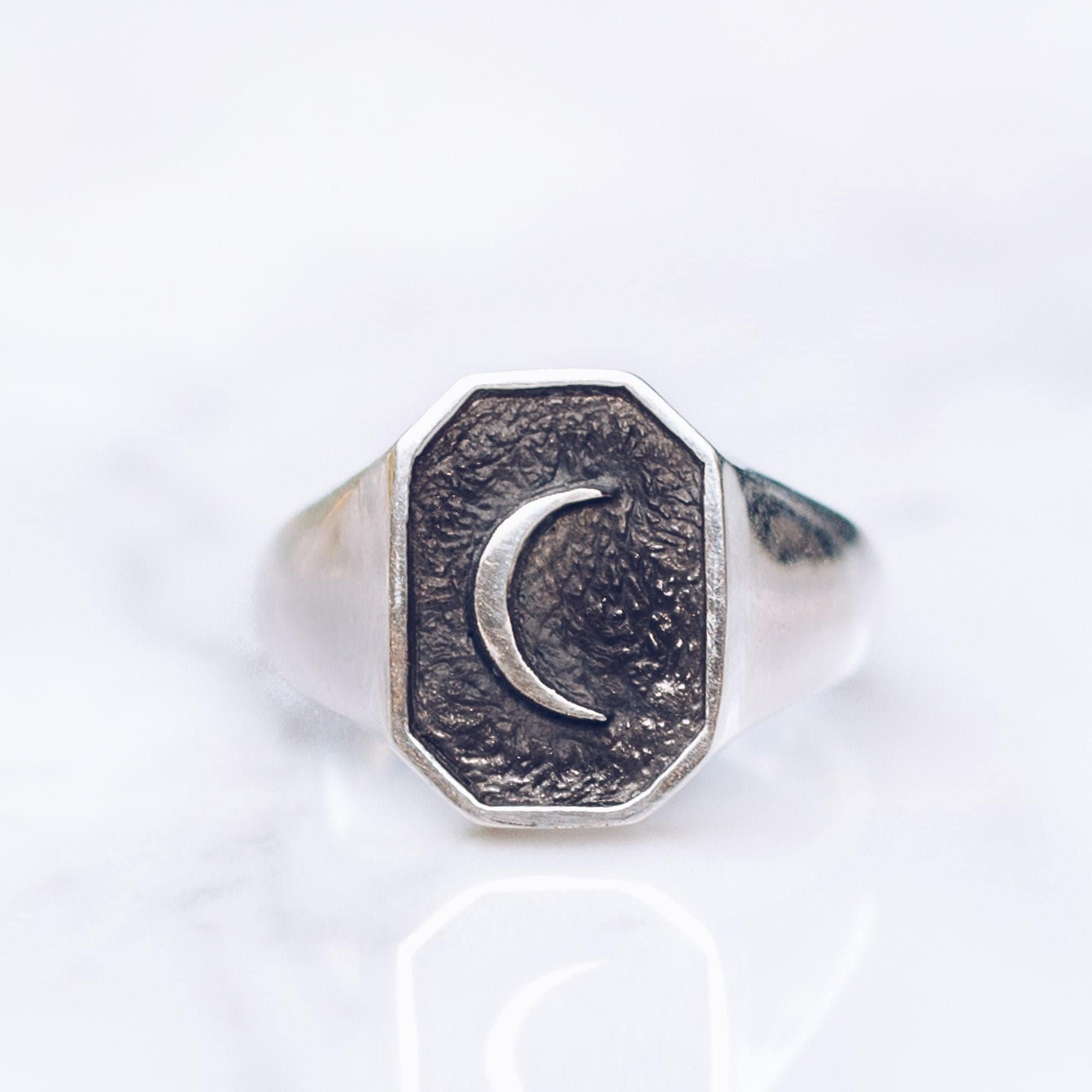 Moon Ring Men, Crescent Moon Ring, Sterling Silver Jewelry, Celestial ...