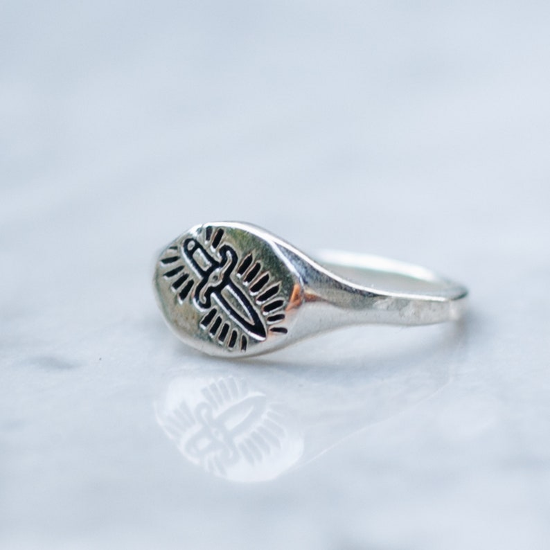 Mini Silver Knife Ring Engraved Dagger Jewelry Pinky Ring - Etsy