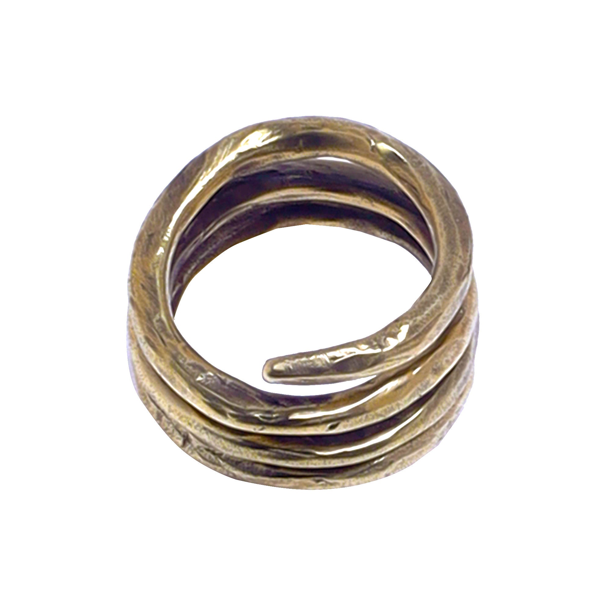 Gold Brass Spiral Ring for Men and Women Cool Coil Ring - Etsy