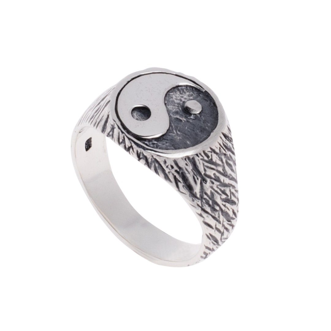 Mens Silver Yin Yang Ring, Marital Art Jewelry Gift, Vintage Pinky Ring ...