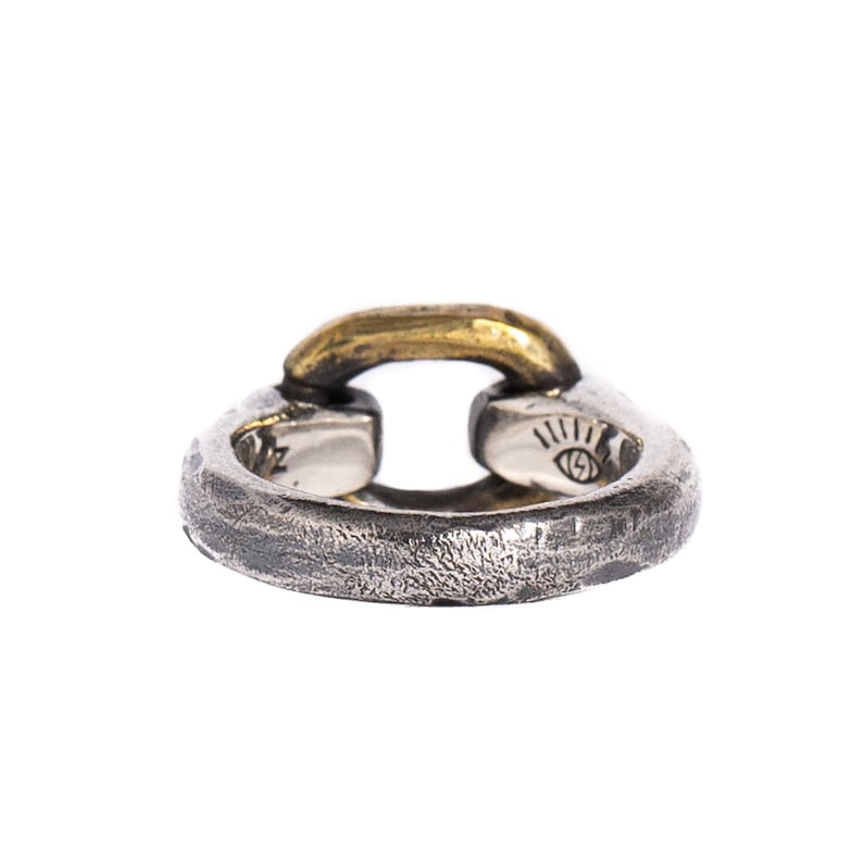 Mixed Metals Link Chain Ring, Sterling Silver and Brass Ring, One Chain ...
