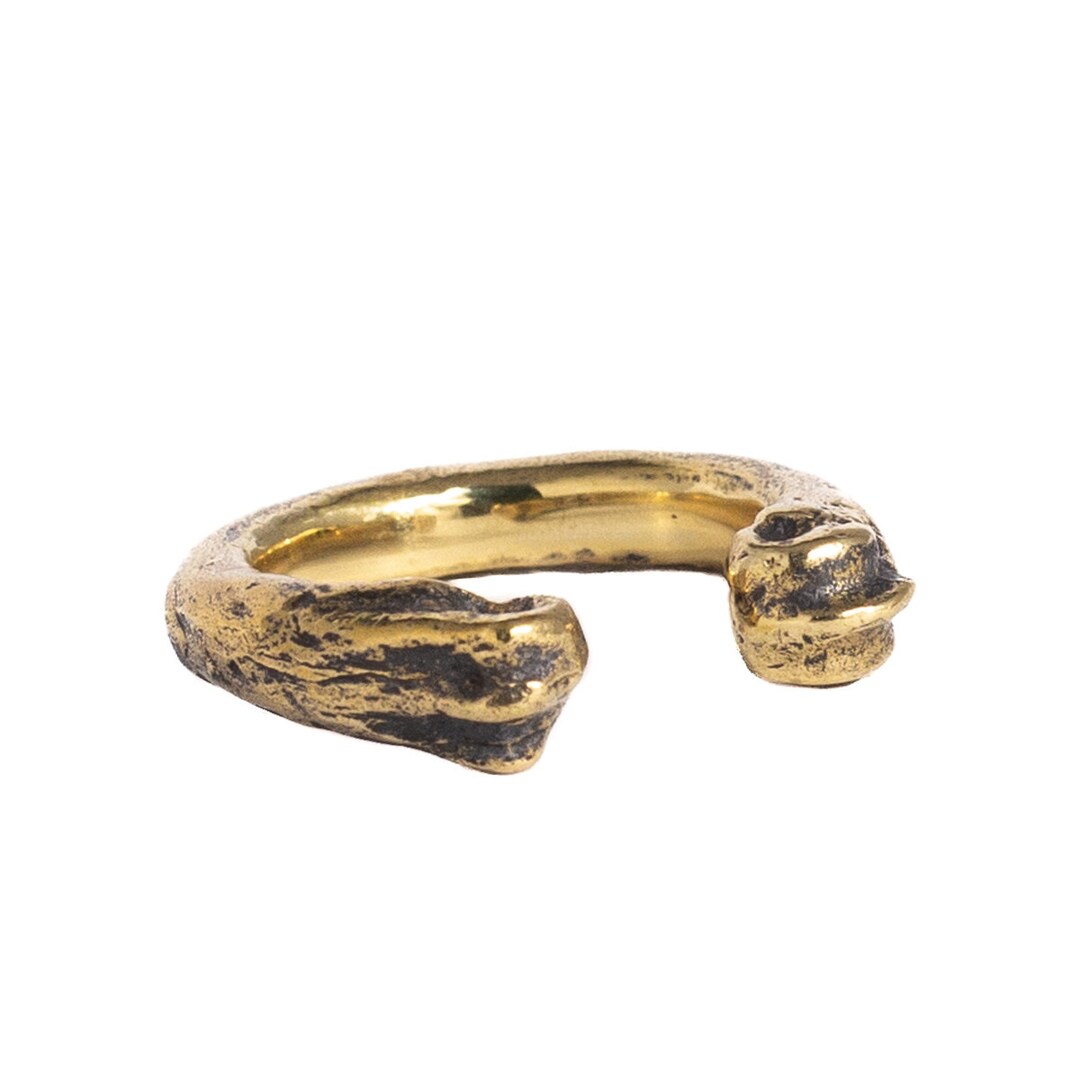 Coyote Bone Band Ring in Brass, Original Design Handcraft Jewelry ...