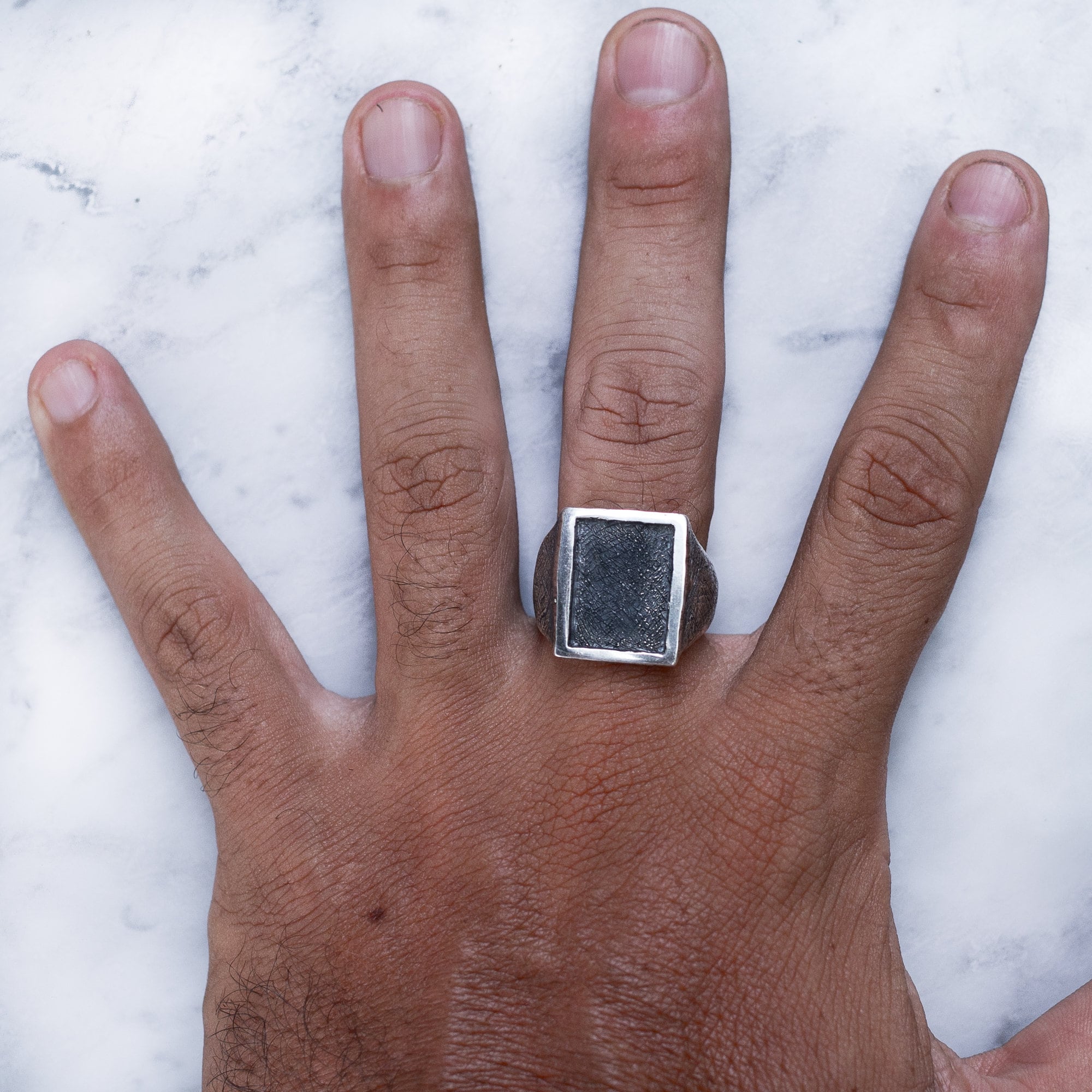 Black Rectangle Ring Oxidized Square Ring Bold Black Mens | Etsy