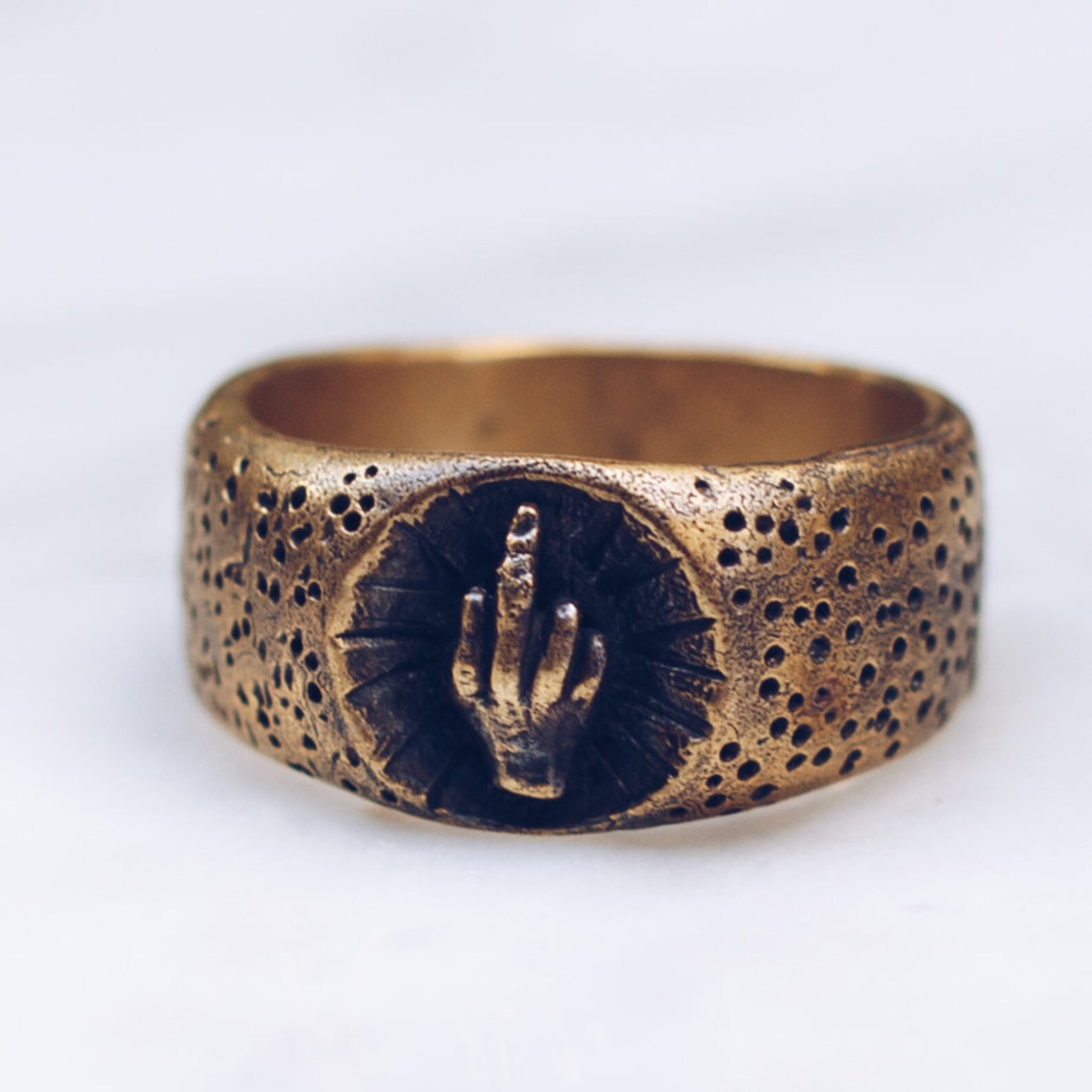Middle Finger Brass Ring Mens Gold Brass Ring Grunge Rings - Etsy