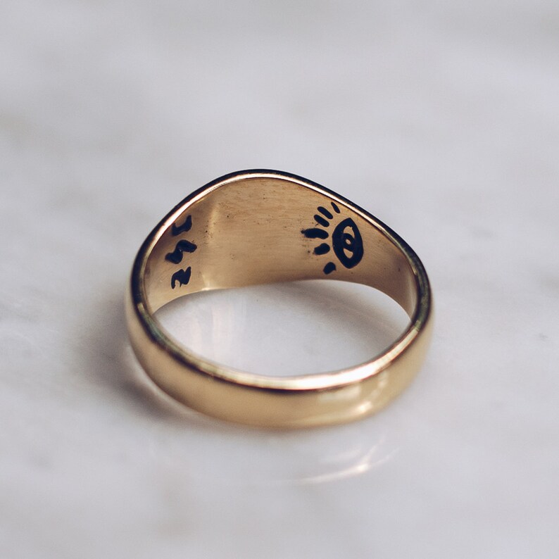 Flat Face Ring Gold Brass Simple Ring for Women Urban Ring | Etsy