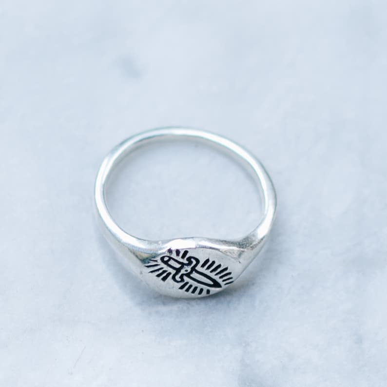 Mini Silver Knife Ring Engraved Dagger Jewelry Pinky Ring - Etsy