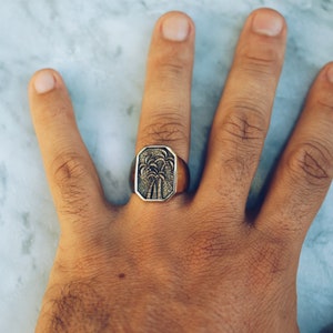 Palm Tree Ring Tropical Beach Jewelry, Sterling Silver Ring Man or ...