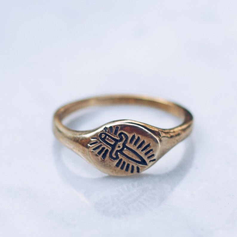 Mini Brass Knife Ring Engraved Dagger Jewelry Pinky Ring - Etsy