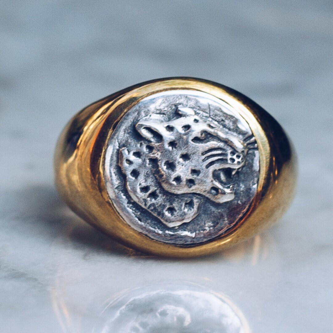 Rings for Men Jaguar Ring Pinky Ring Mixed Metal Ring - Etsy