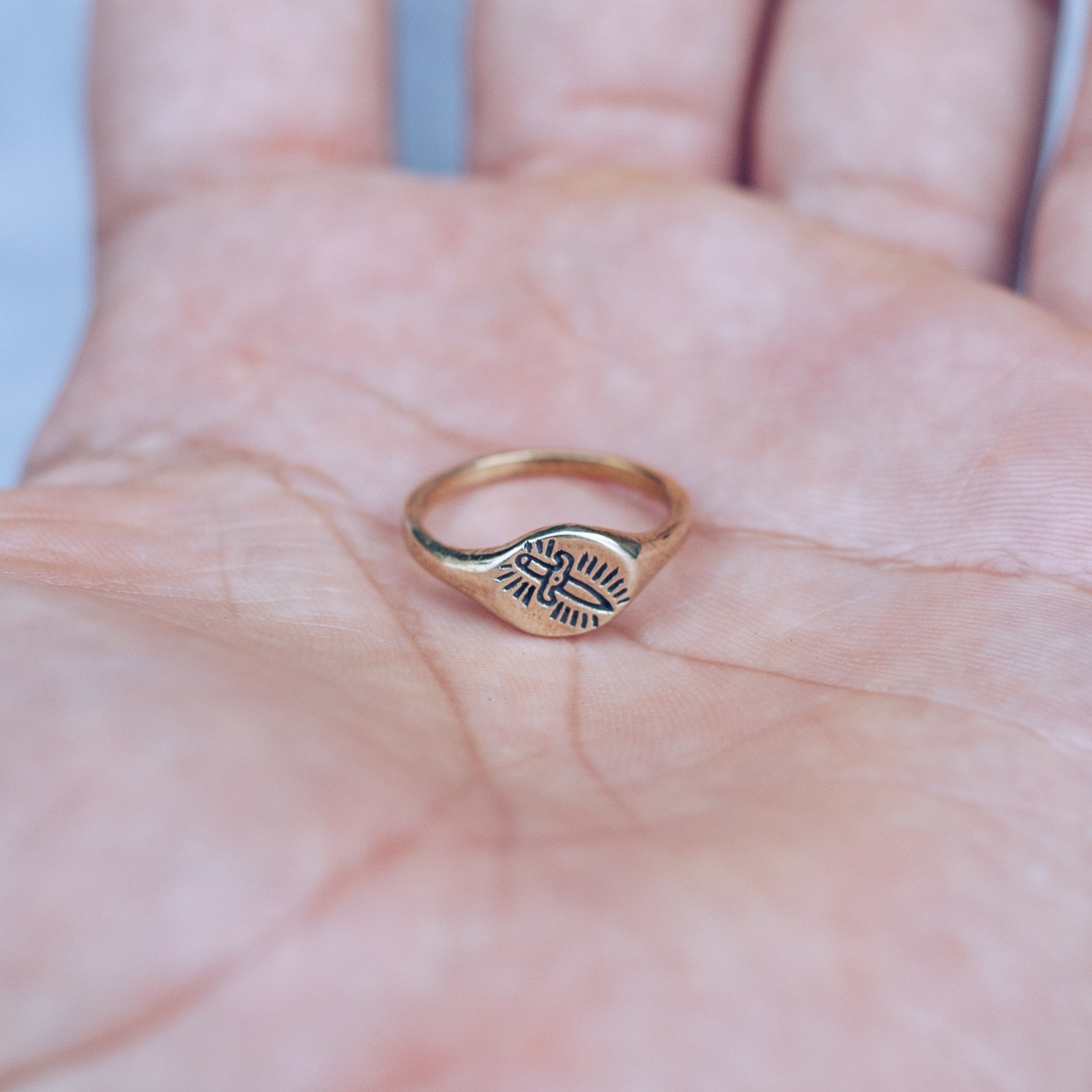 Mini Brass Knife Ring Engraved Dagger Jewelry Pinky Ring - Etsy