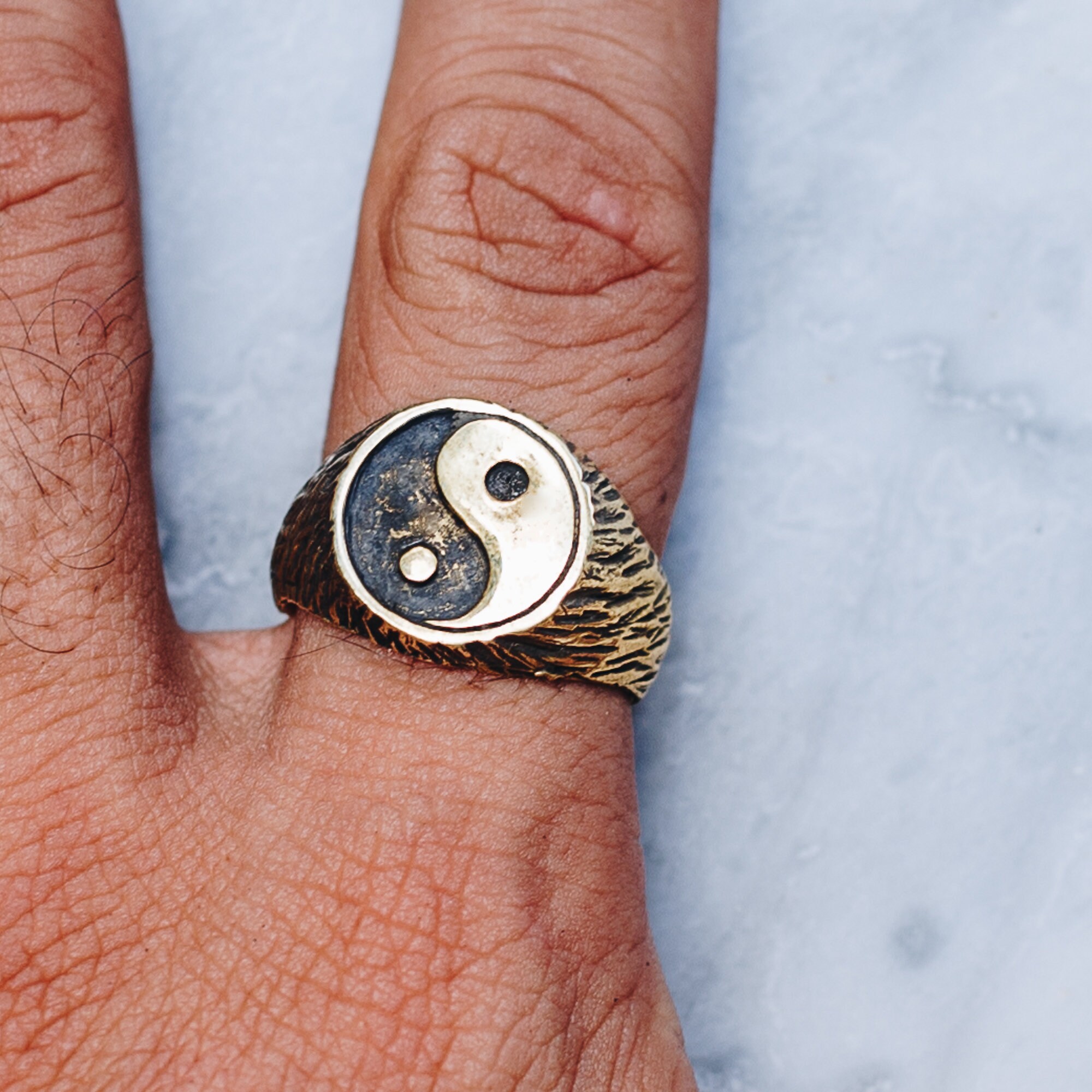 Yin and Yang Ring in Gold Brass Martial Arts Jewelry for | Etsy